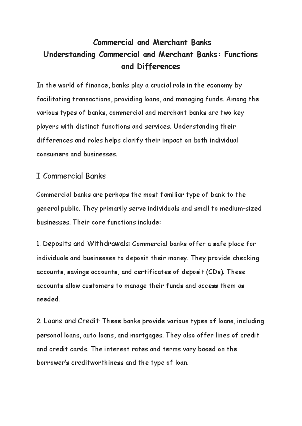 Understanding Functions of Commercial & Merchant Banks: Key Differences ...