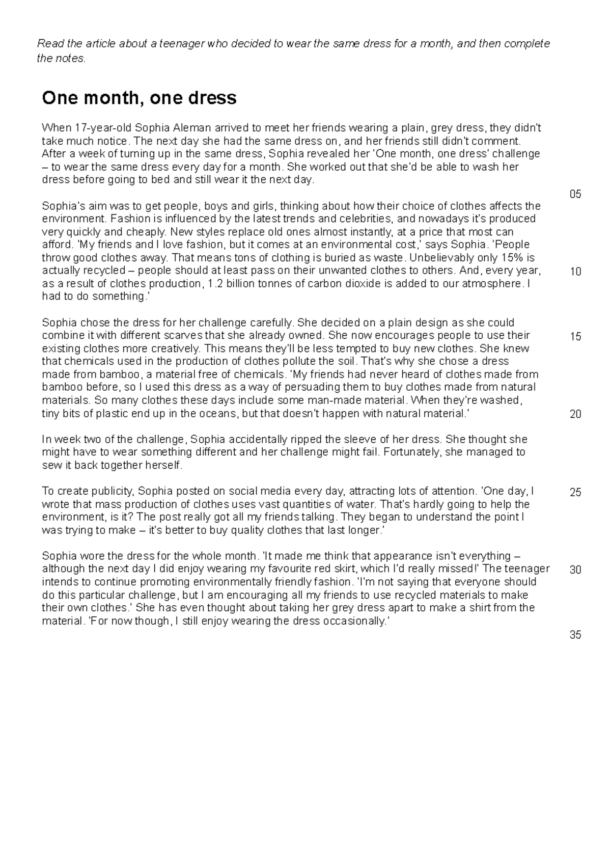 ONE Month ONE Dress Challenge - Lengua Inglesa Essay Notes - Studocu