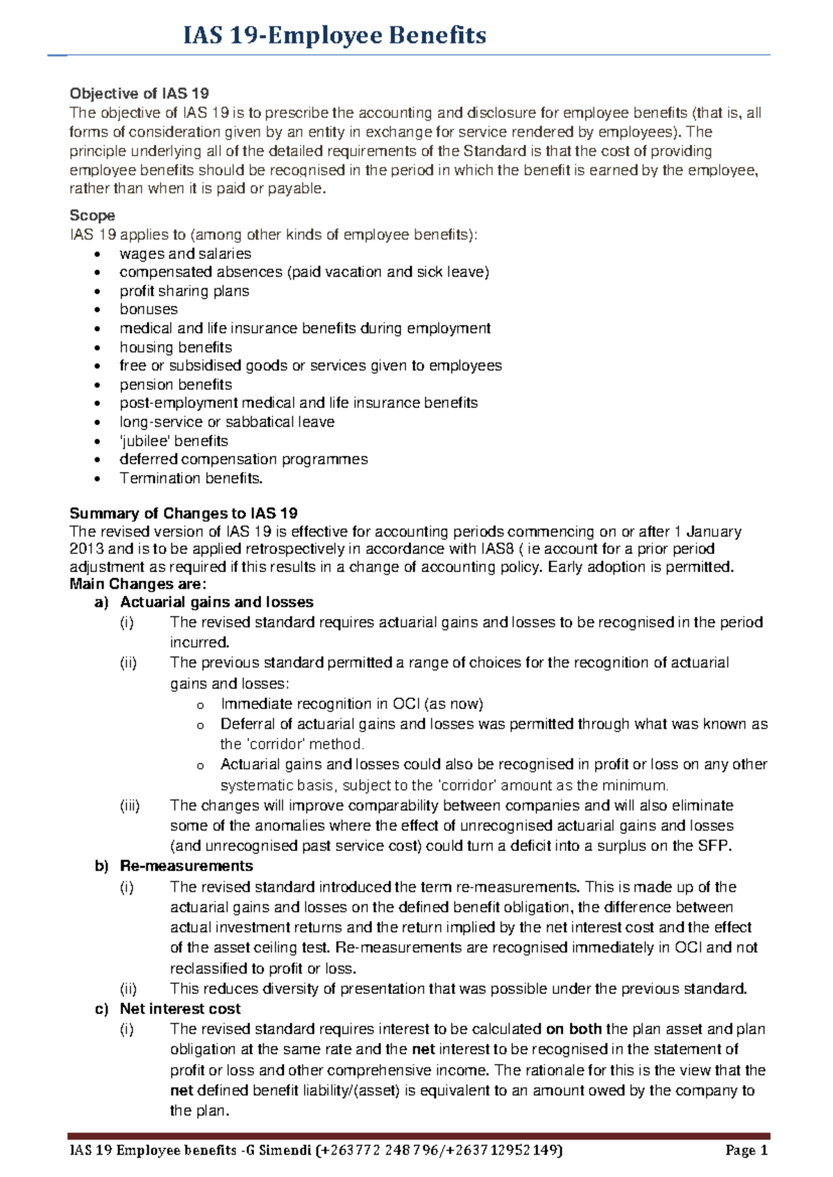 IAS 19- Employee Benefits 2017 .docx with solutions - IAS 19-Employee ...