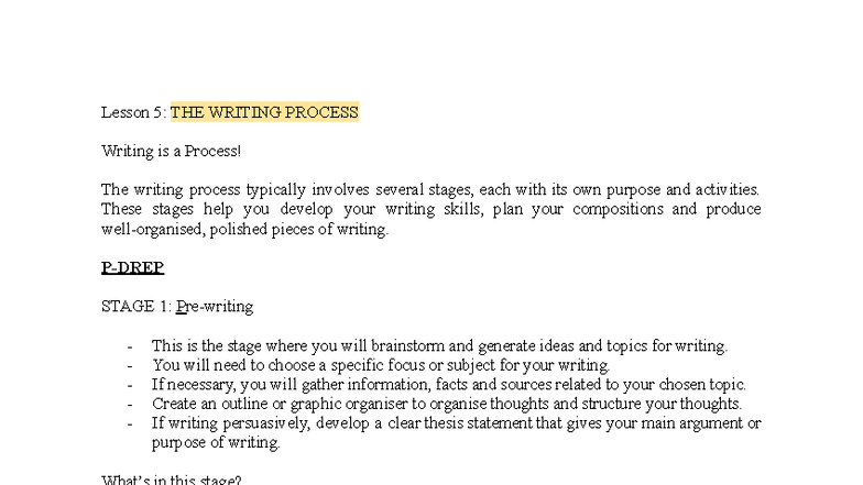 EAPP Lesson 5: Understanding the Writing Process - Studocu