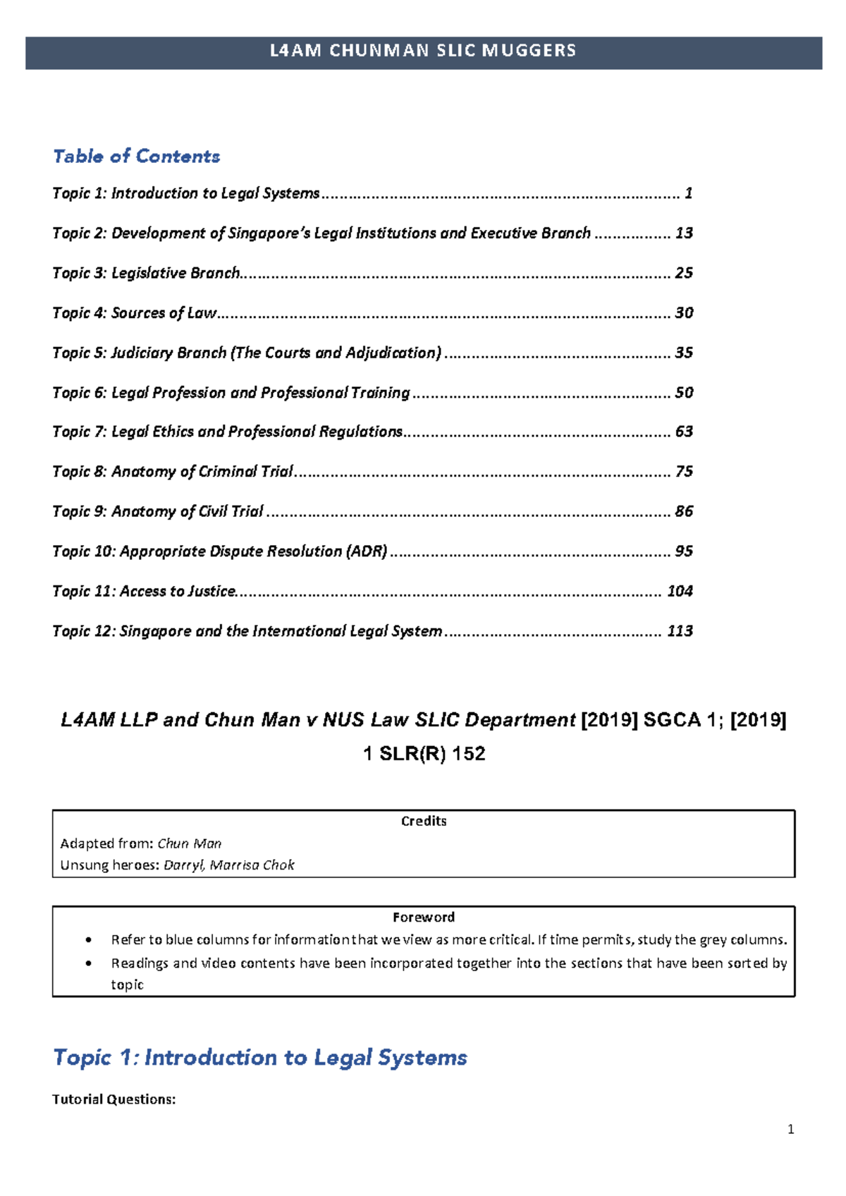 L4AM Legal Systems Overview: Singapore's Legal Institutions & Ethics ...