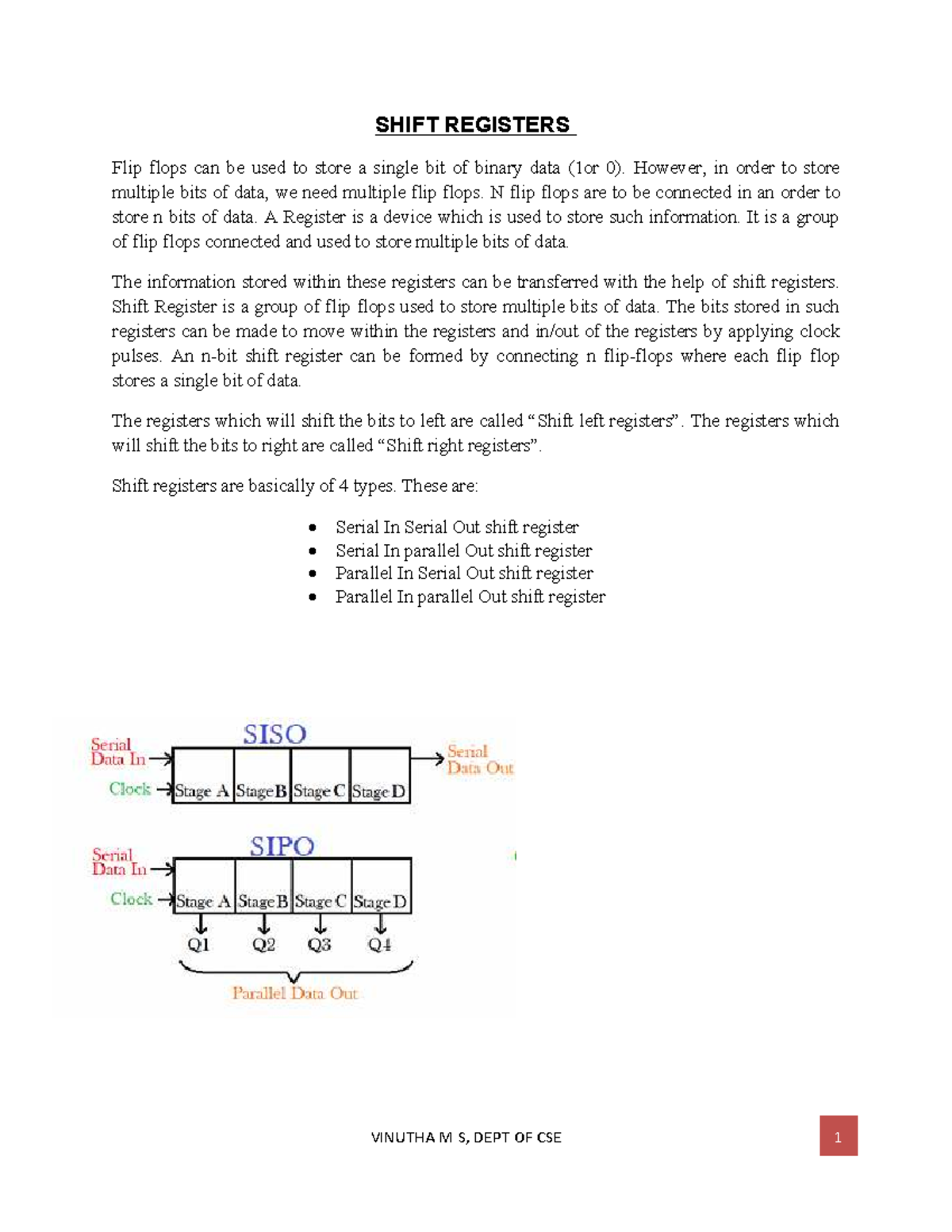 Shift Registers and Asynchronous Ripple Counters (CSE) - Studocu