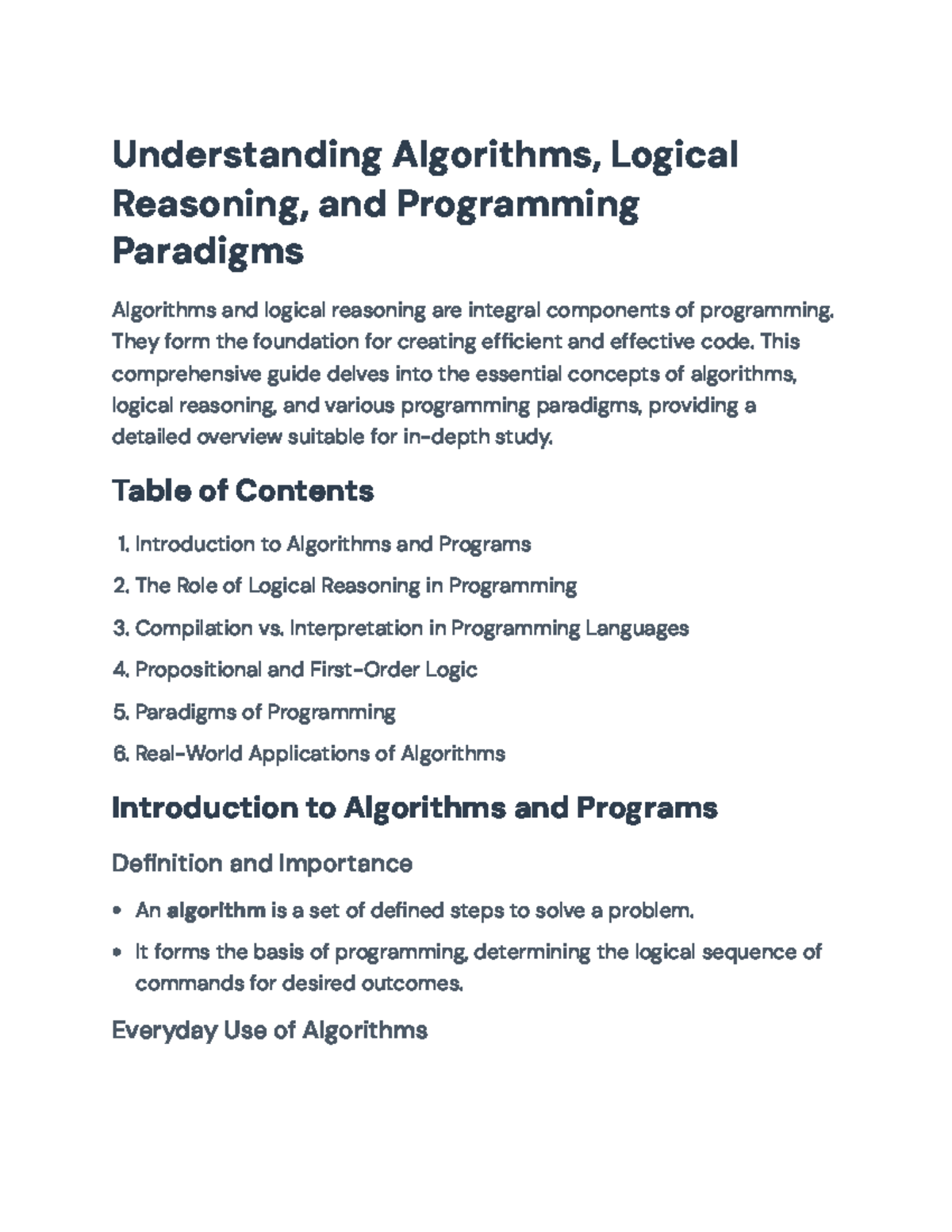 Understanding Algorithms and Logical Reasoning in Programming: A Guide ...