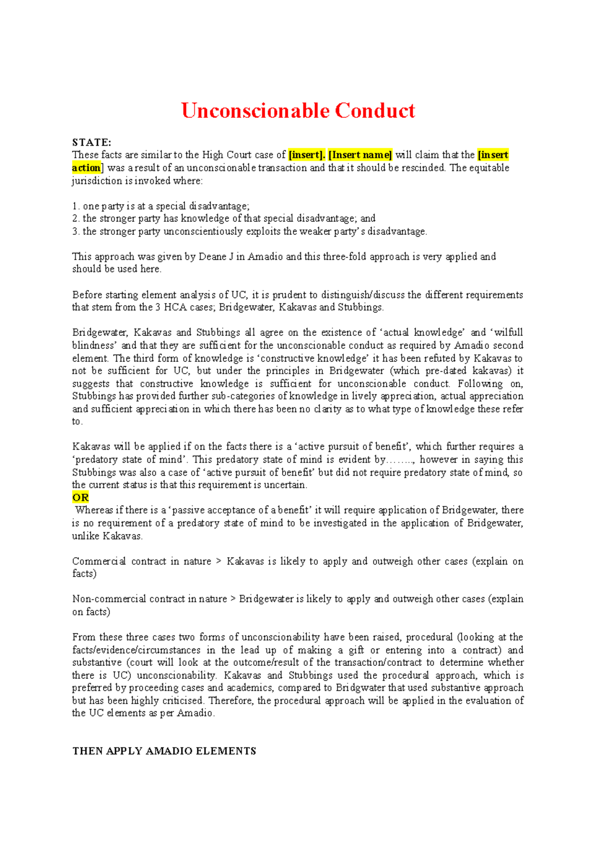 Final Exam Notes on Unconscionable Conduct and Estoppel (EQU 301) - Studocu