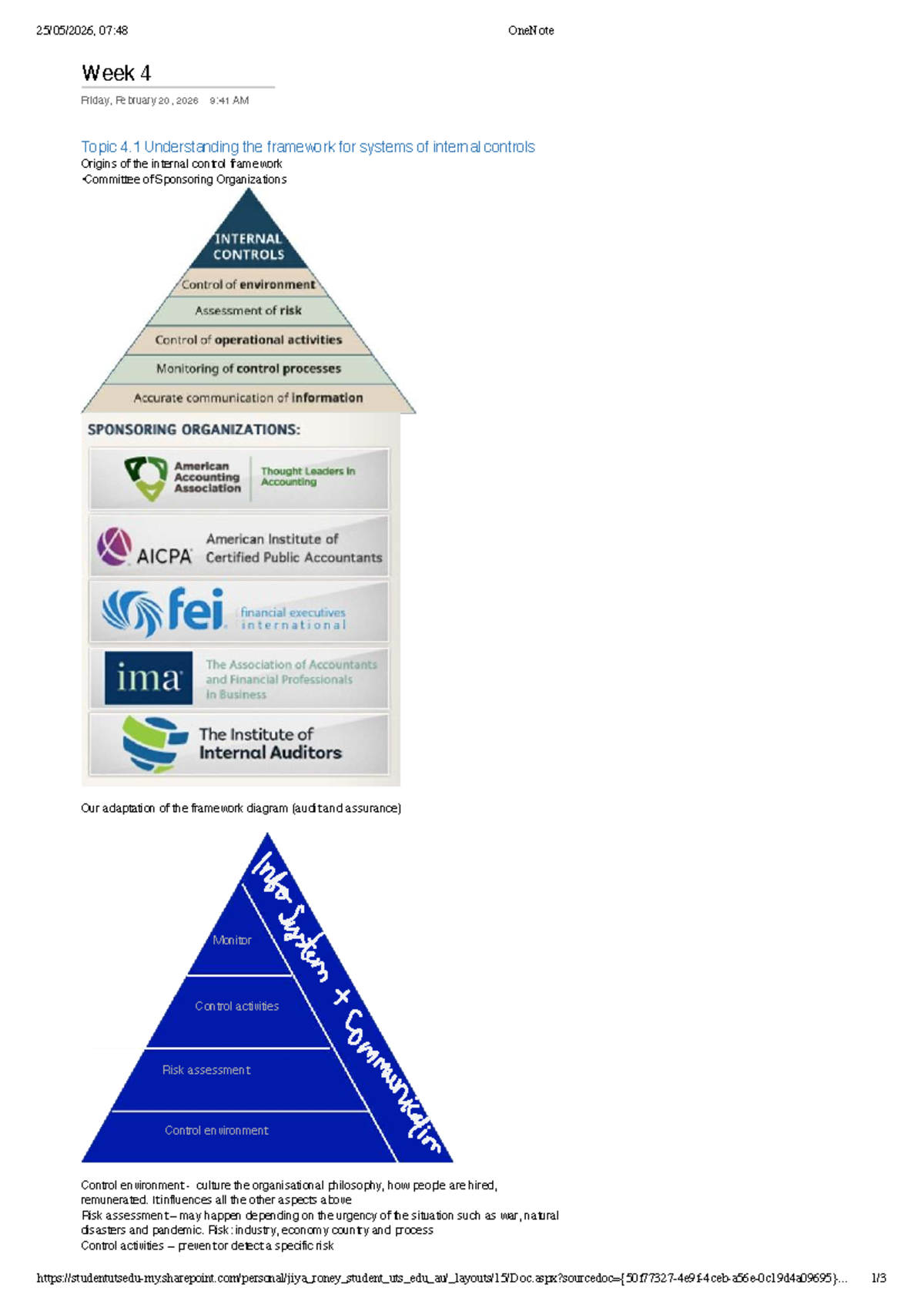 07:48 OneNote Week 4: Internal Control Framework & Risks Analysis - Studocu