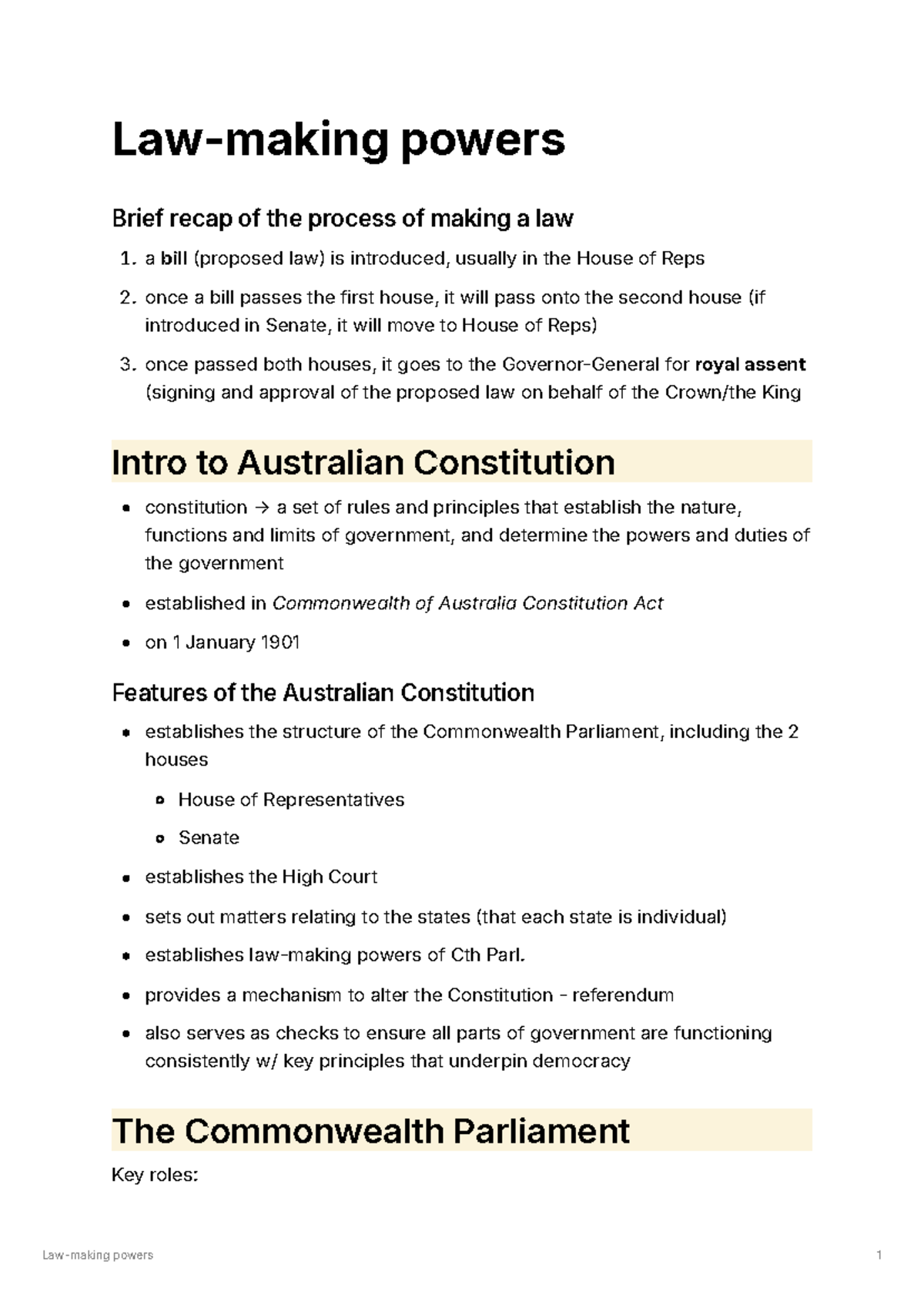 Legal-U4-Notes: Comprehensive Study Guide on Law-Making Powers - Studocu