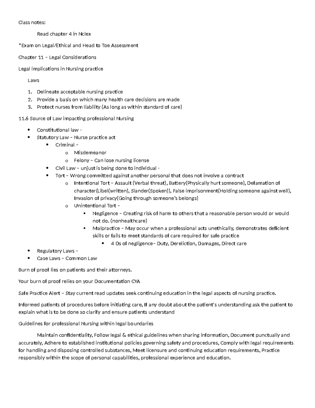 Module 5 - Legal & Ethical Considerations in Nursing Practice - Studocu