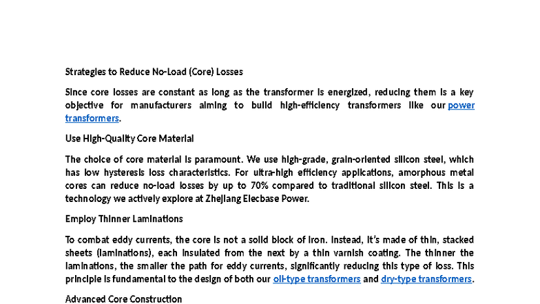 Strategies to Reduce Core and Load Losses in Transformers - Studocu