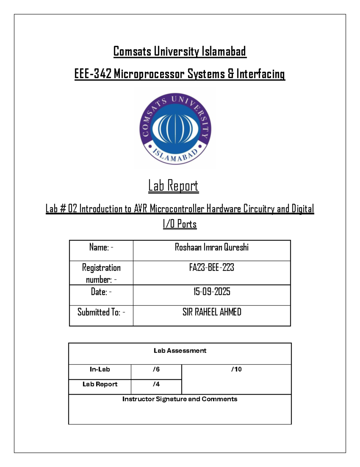 MP Lab Report 02: AVR Microcontroller Basics and LED Control - Studocu