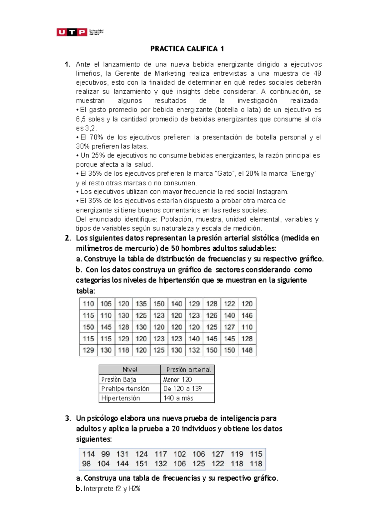 Práctica Califica 1: Análisis Descriptivo y Probabilidades - Studocu
