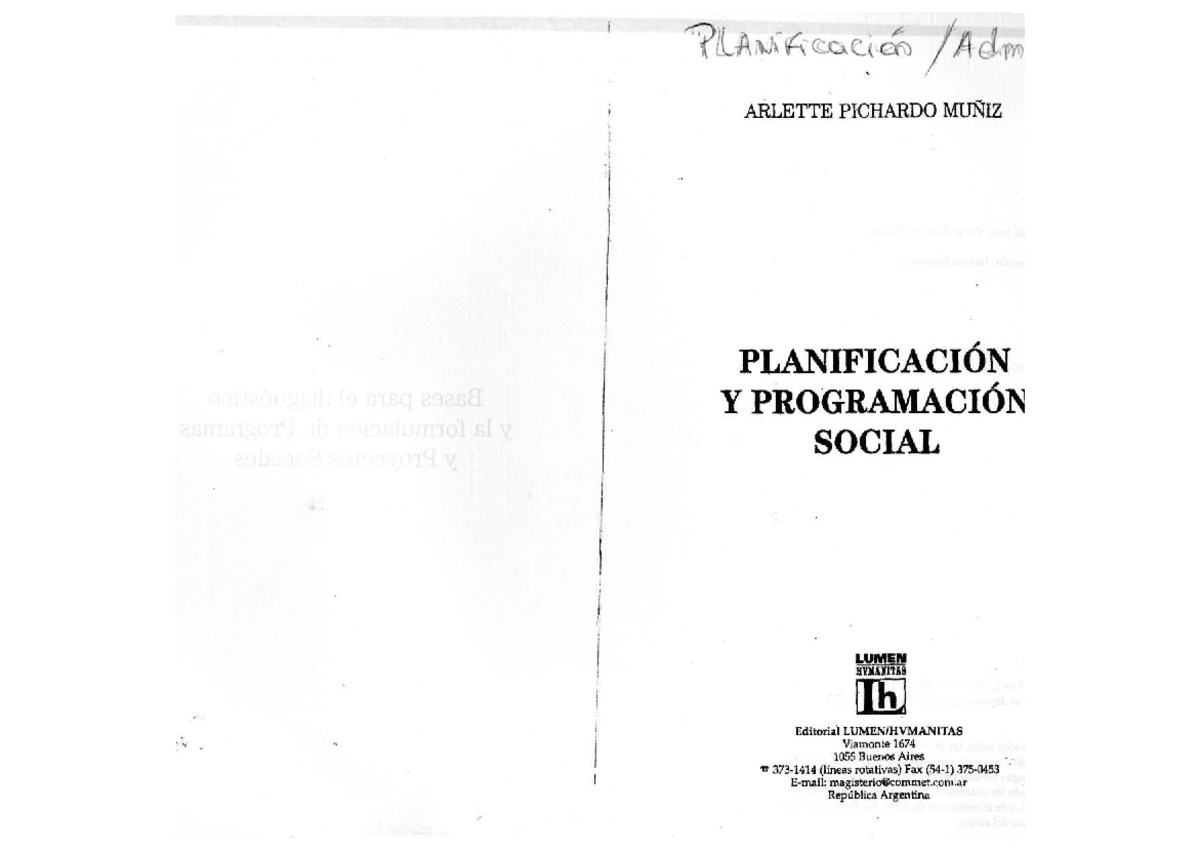 Planificación y Programación Social, Arlette Pichardo Muniz 97-180 ...