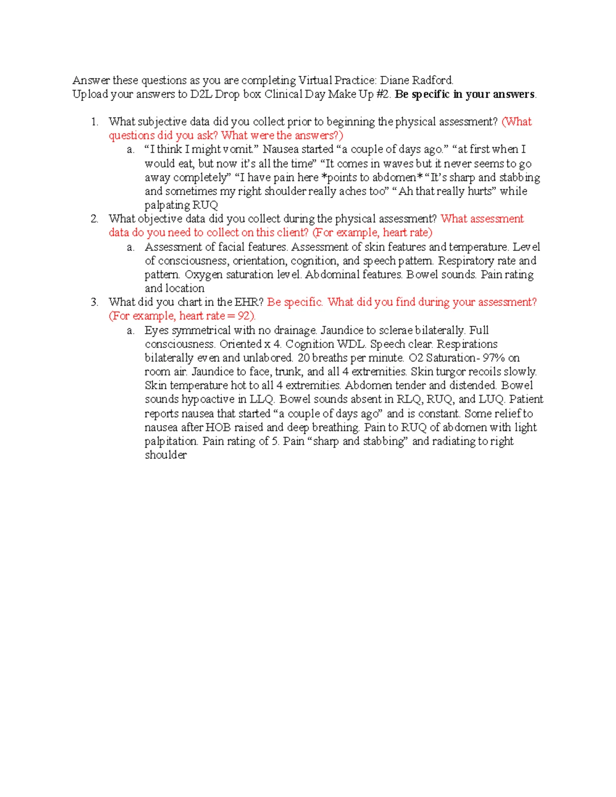 Diane Radford Virtual Assessment - Module Report Achieved Intervention ...