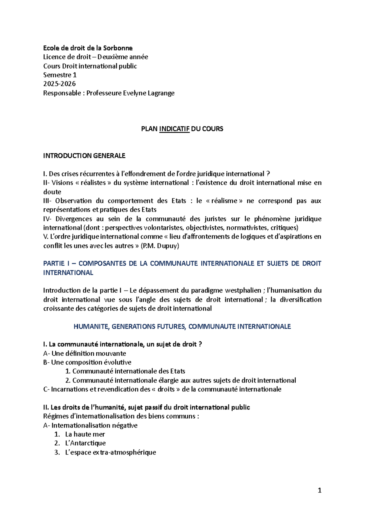 PLAN DU COURS DE DROIT INTERNATIONAL PUBLIC - DIP-L2-S1 - Prof ...