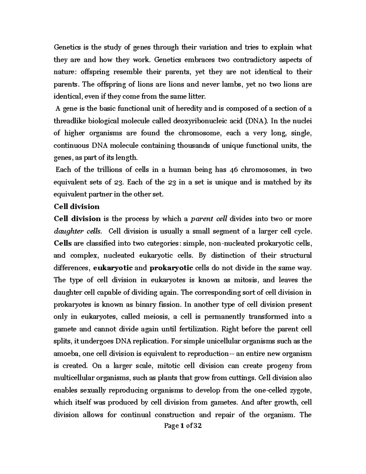 SZL 2205 Lecture - Genetics is the study of genes through their ...