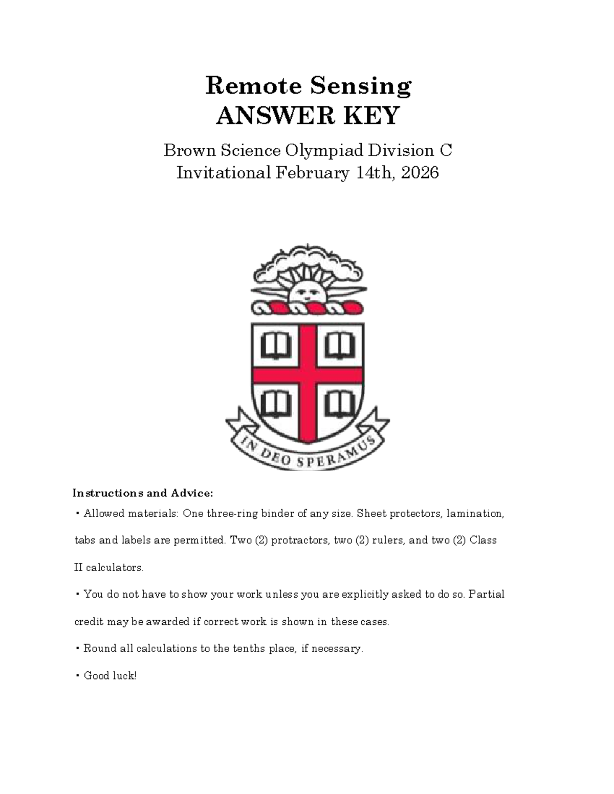 Remote Sensing Answer Key Division C 2025-26: Science Olympiad Insights ...