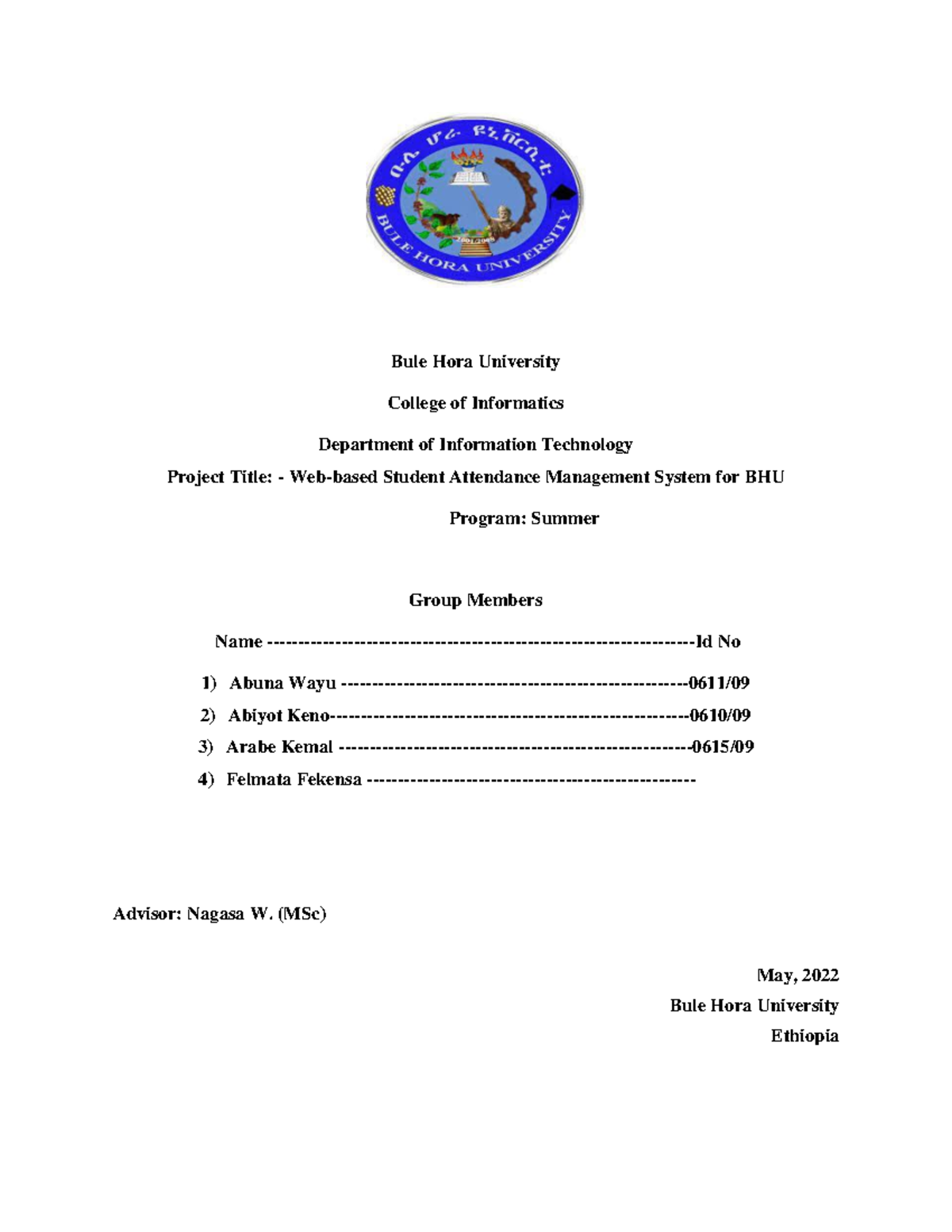 Web-based Student Attendance Management System for BHU - Chapter 1 ...