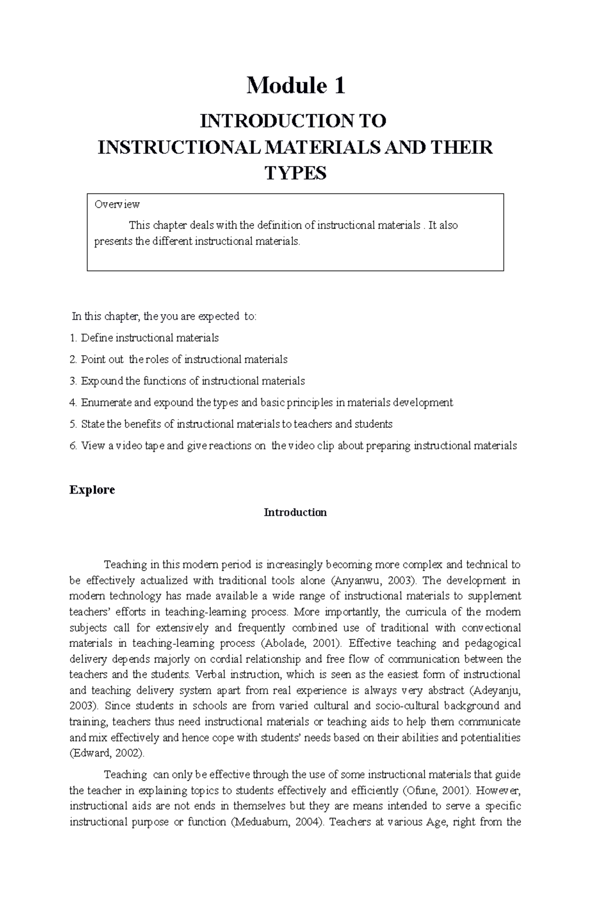 IM Types and Functions: A Guide to Instructional Materials - Studocu