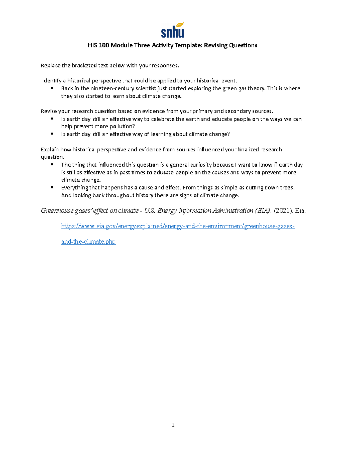HIS 100 Module Three: Revising Historical Questions Activity - Studocu