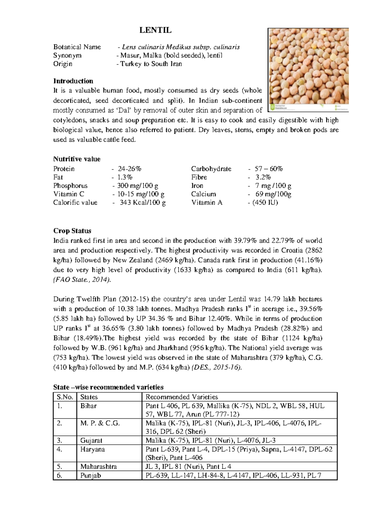 Lentil Seed Production Technology: A Comprehensive Guide on Hybrid ...