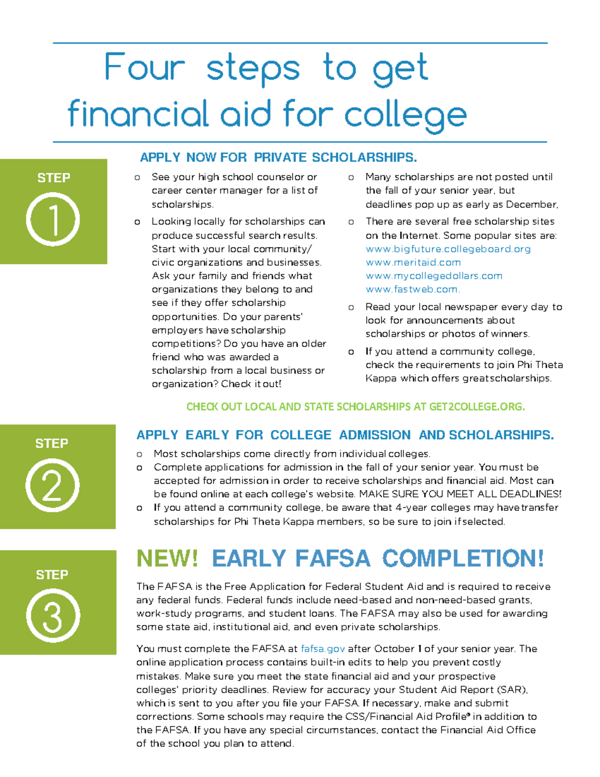 Financial Aid Steps: A Guide for College Funding Opportunities - Studocu