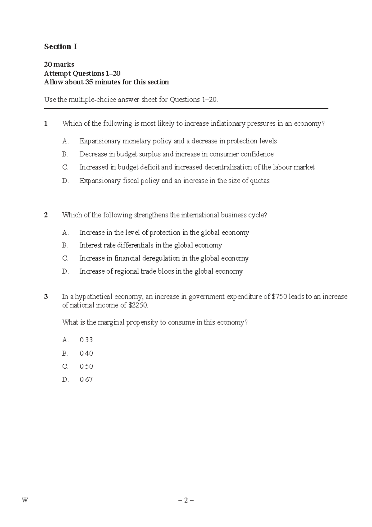 2023 Conquer HSC Economics Mock Exam - Section I & II - Studocu