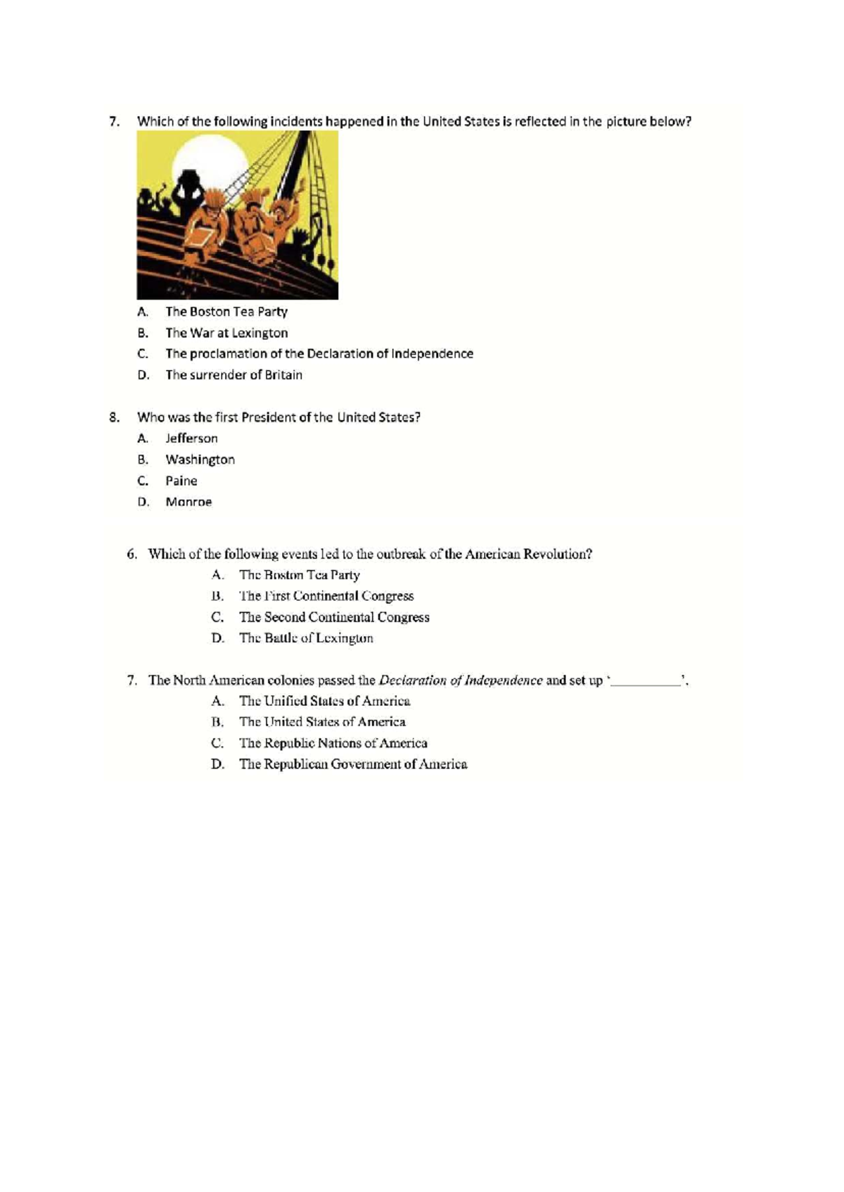 F2 American Revolution Quiz: Key Events & Figures - Studocu
