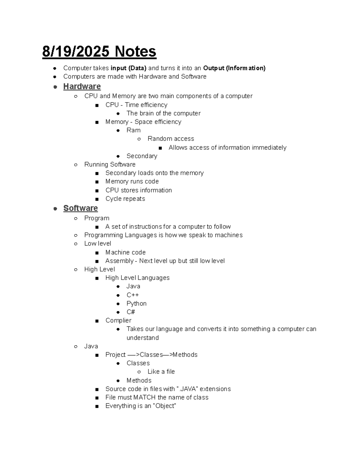Algorithmic Design II - CSCE 146: Intro to Computer Science Notes - Studocu