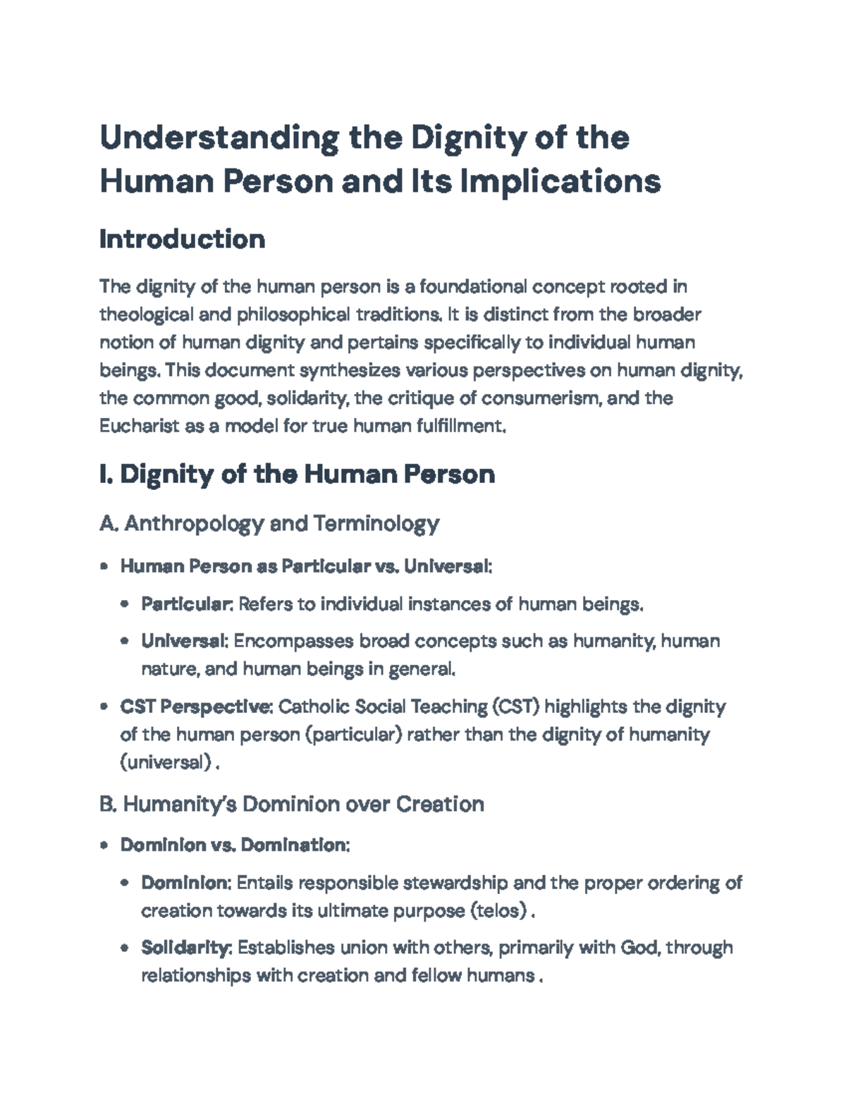 Understanding Human Dignity and Its Implications: A CST Perspective ...