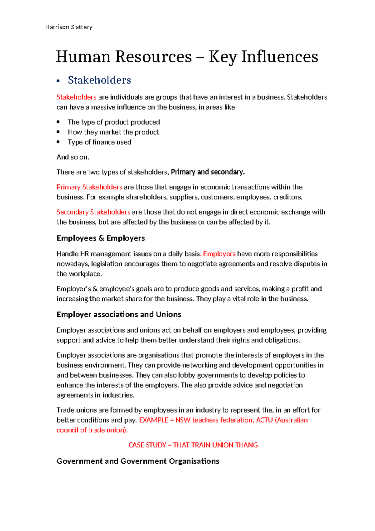 Business Studies Notes - Human Resources Key Influences - Human ...