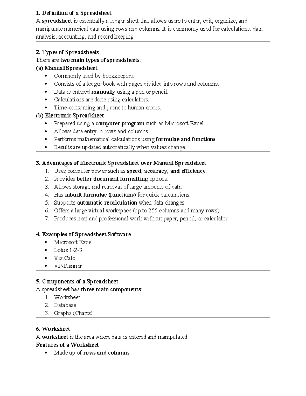 Spreadsheet Overview: Types, Advantages, and Functions - Studocu