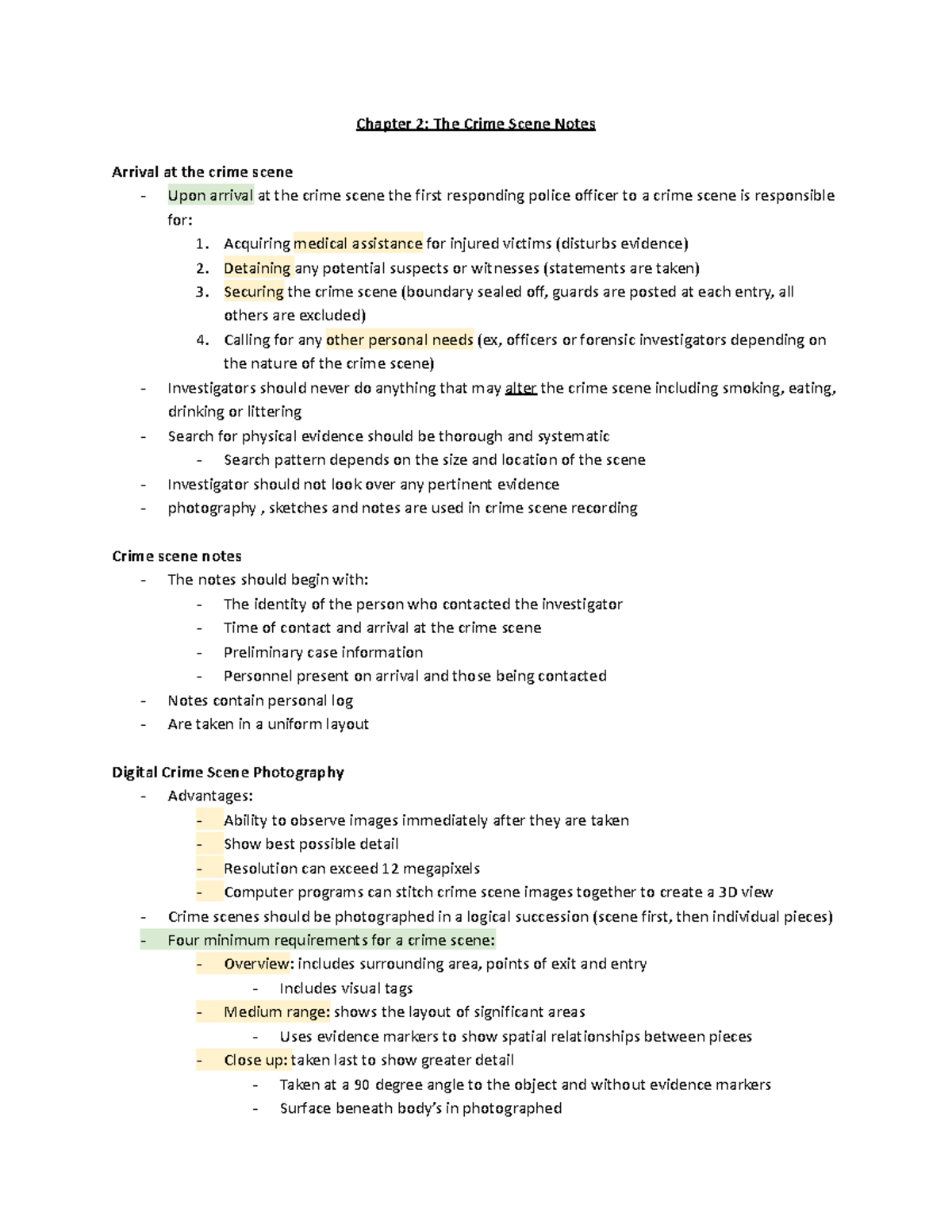Chapter 2 The Crime Scene Notes - Chapter 2: The Crime Scene Notes ...