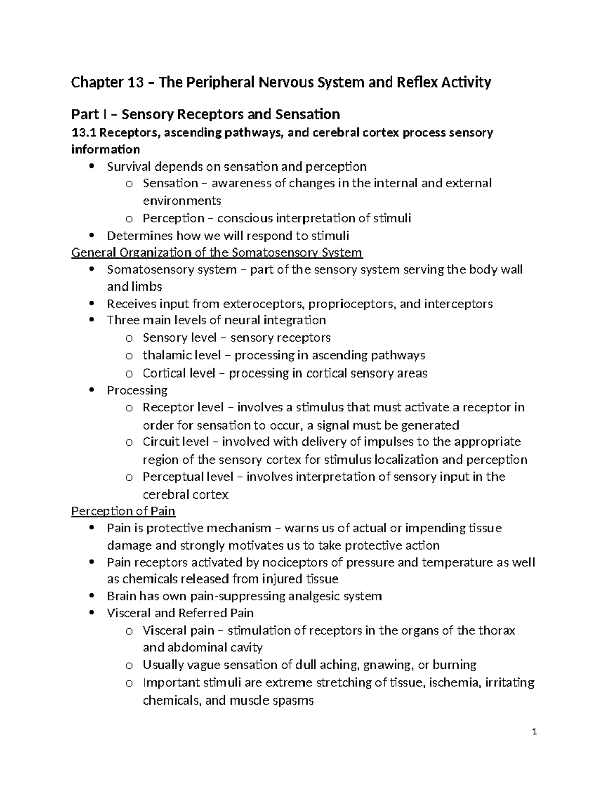 Biol 121: Chapter 13 - Peripheral Nervous System & Reflex Activity ...