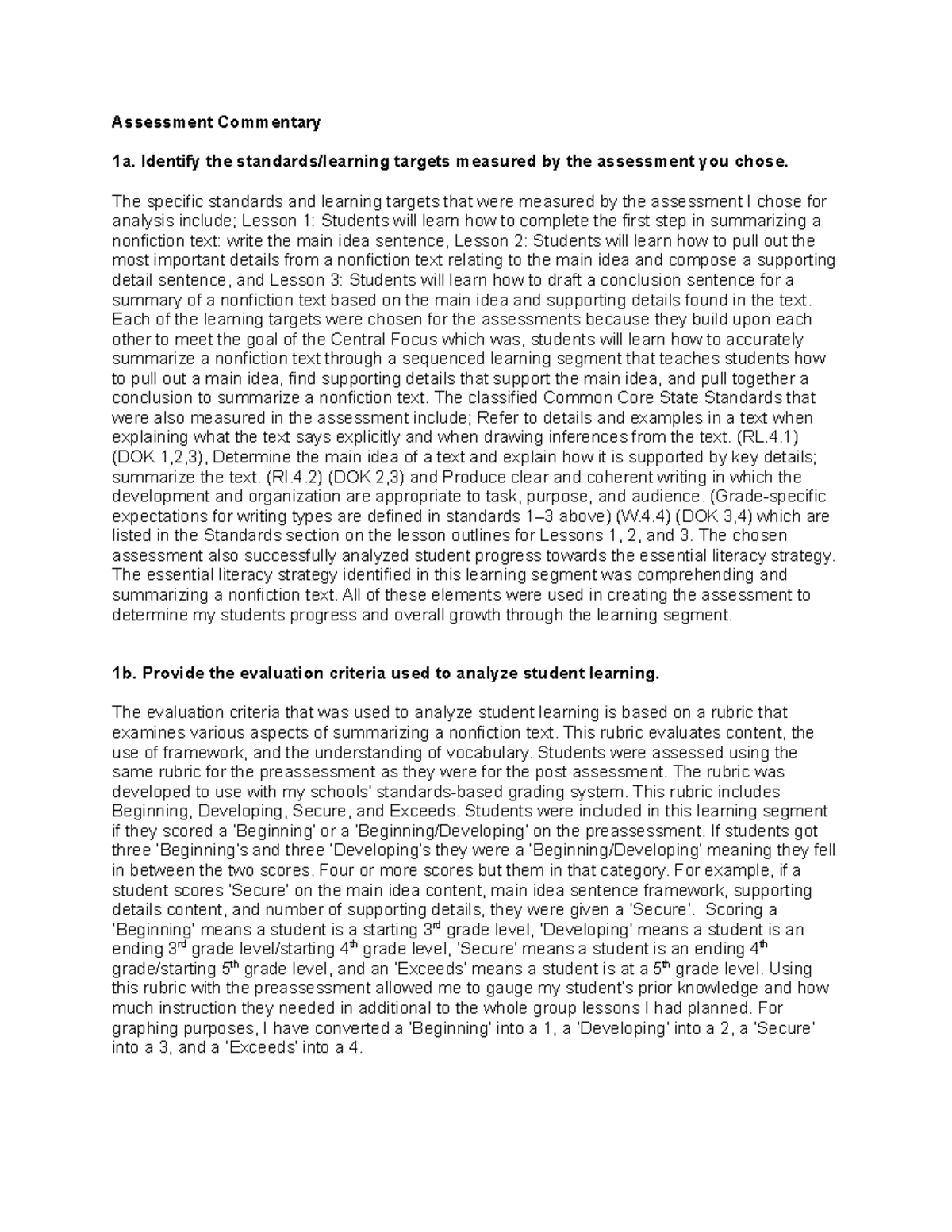 Assessment Commentary - EdTPA: Analyzing Student Progress in Nonfiction ...