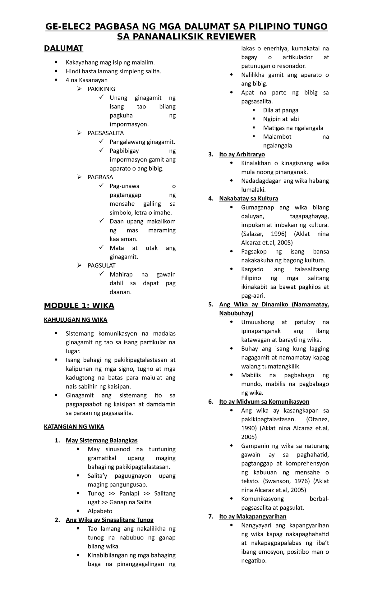 GE-ELEC2 Reviewer on Dalumat: Comprehensive Overview for Research - Studocu