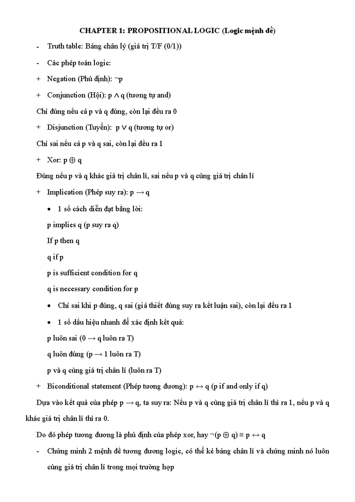 MAD101 CHAPTER SUMMARY: PROPOSITIONAL LOGIC & BASIC STRUCTURES - Studocu