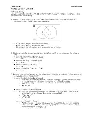 Performance Assessment QTT2: Finite Math - Task 1 Overview and Solutions - Studocu