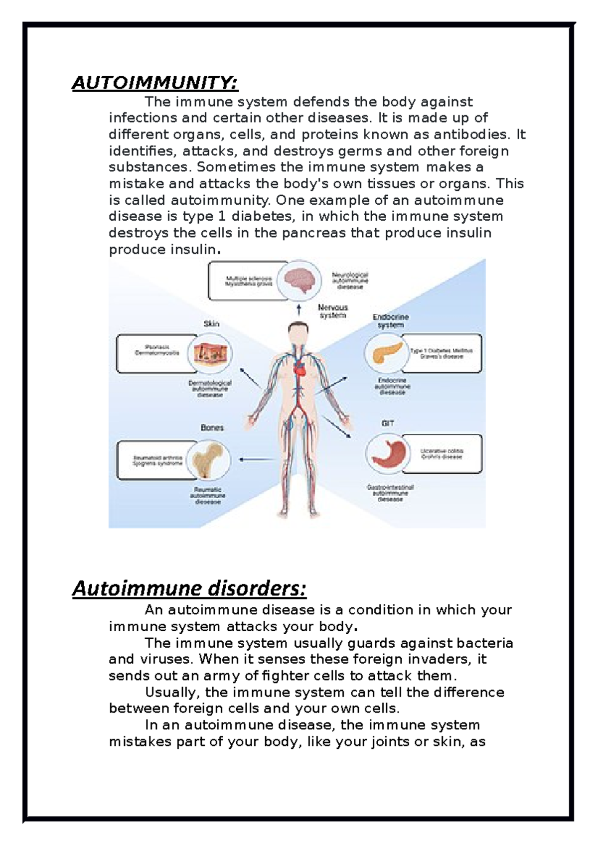 Biology-Project: Understanding Autoimmunity and Type 1 Diabetes - Studocu