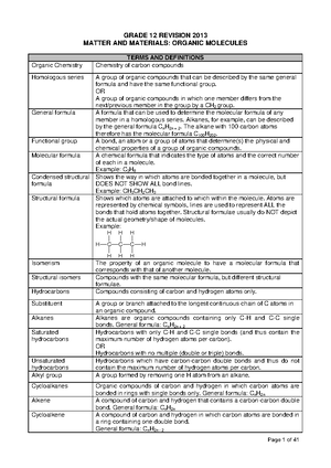 Chemistry - Grade: 12 - Further Education and Training - Studocu