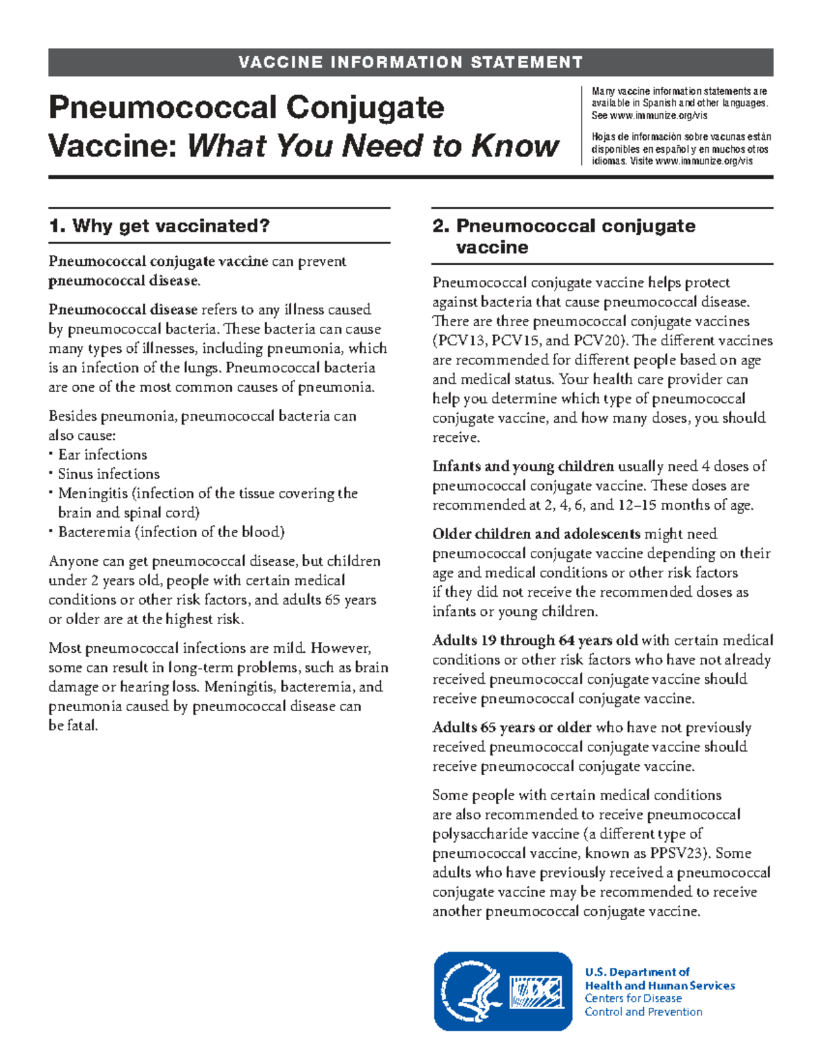 Pcv - Health Assessment: Pneumococcal Conjugate Vaccine Info - Studocu