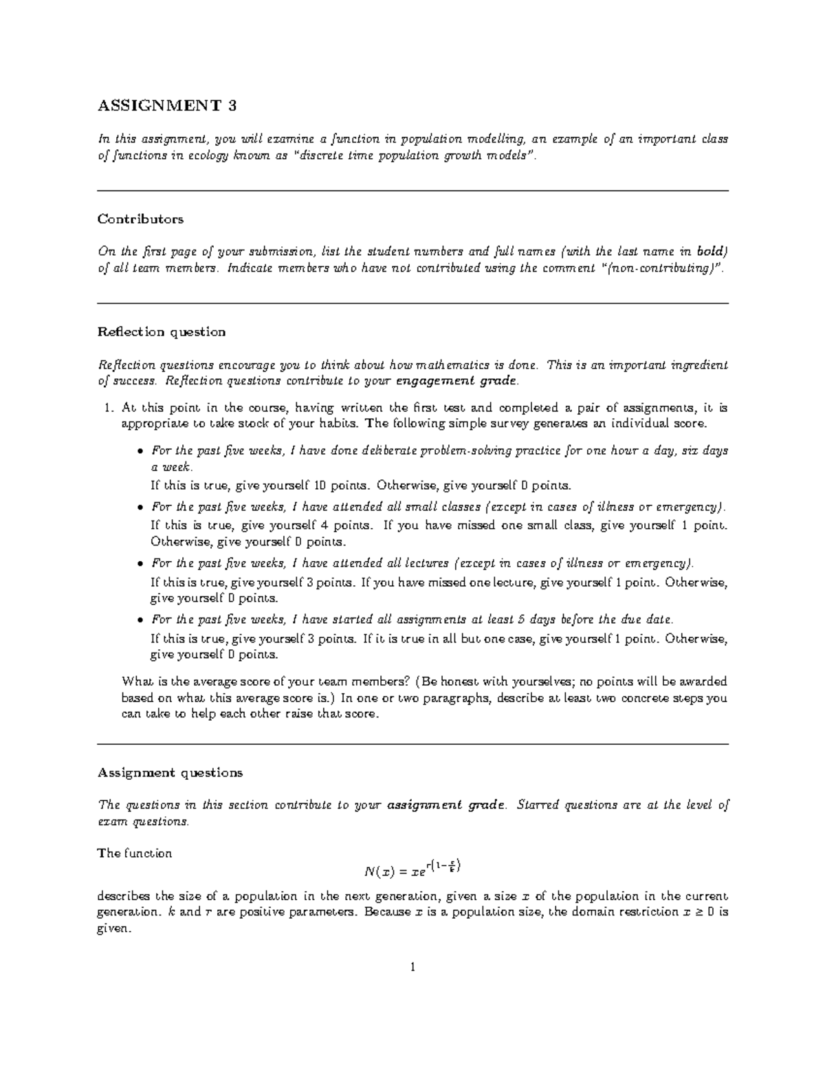 A3(180) - Population Modelling Assignment 3: Growth Models Analysis ...