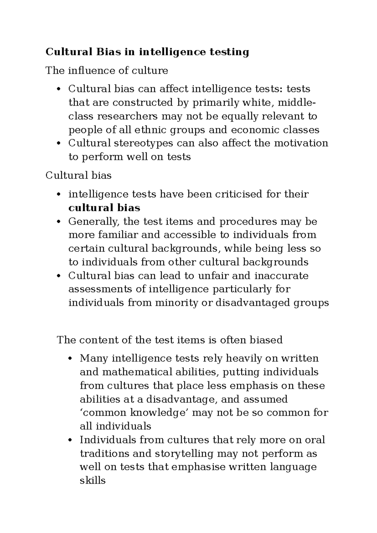 Cultural Bias in Intelligence Testing: Implications and Solutions ...