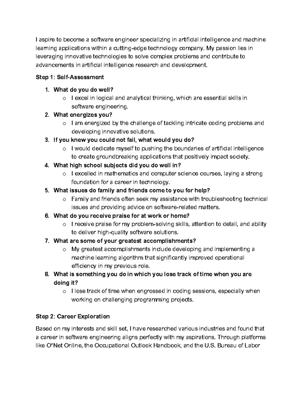 MGT330 Week 4 - Self-Assessment and Career Exploration Insights - Studocu