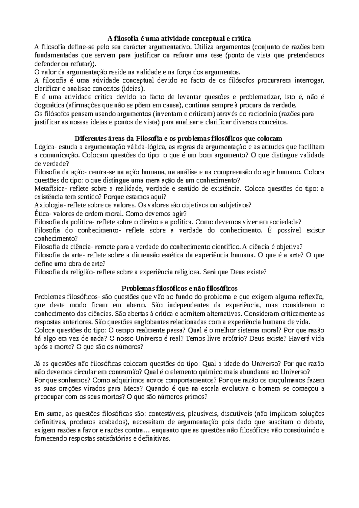 Resumos de Filosofia 100 - A Origem da Filosofia e Seus Conceitos - Studocu