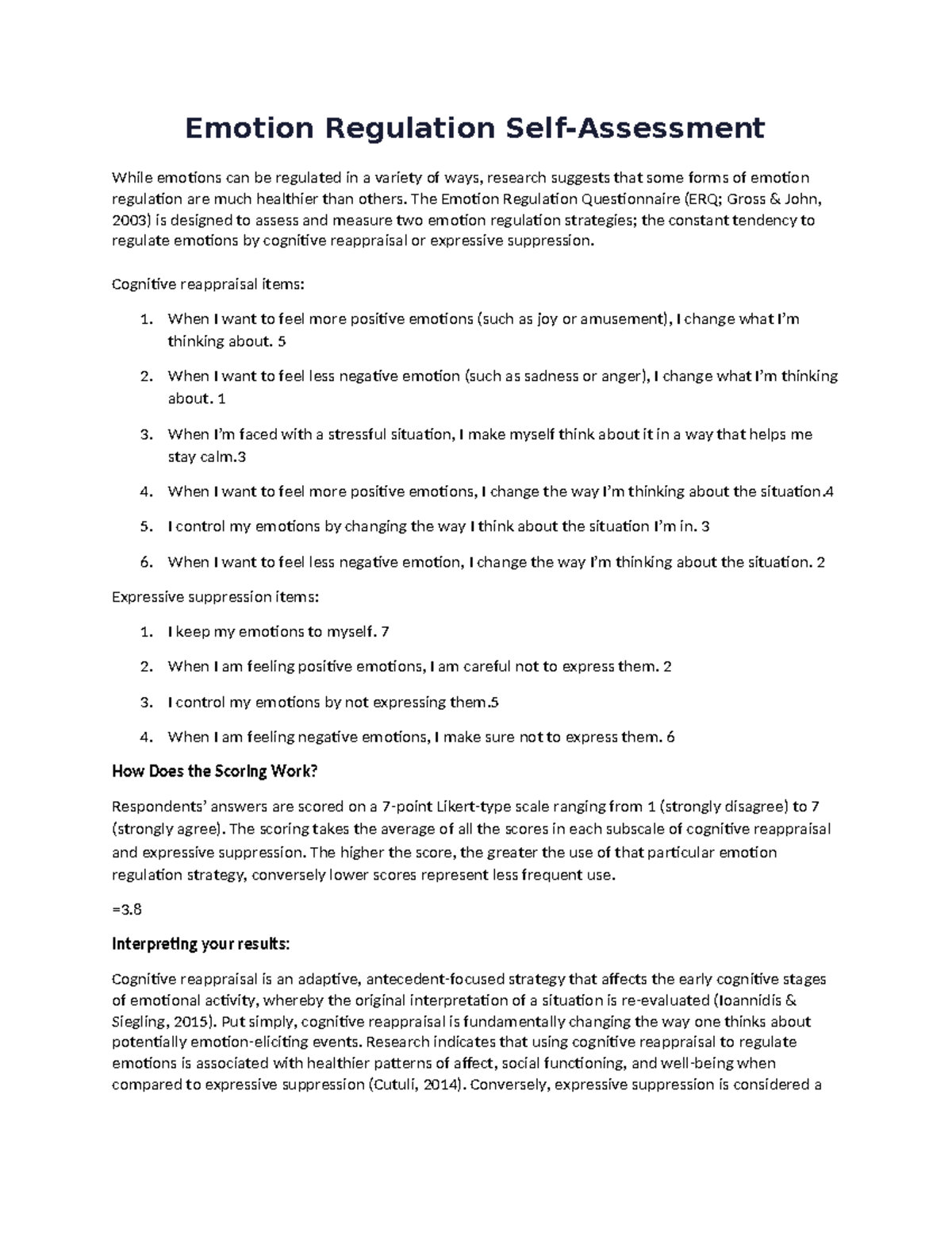Emotion Regulation and Interpersonal Emotion Regulation - Emotion ...