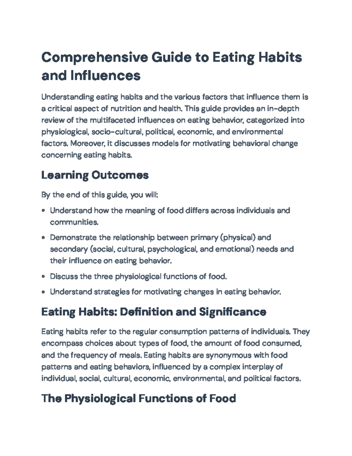 Comprehensive Guide to Eating Habits: Influences & Change Strategies ...