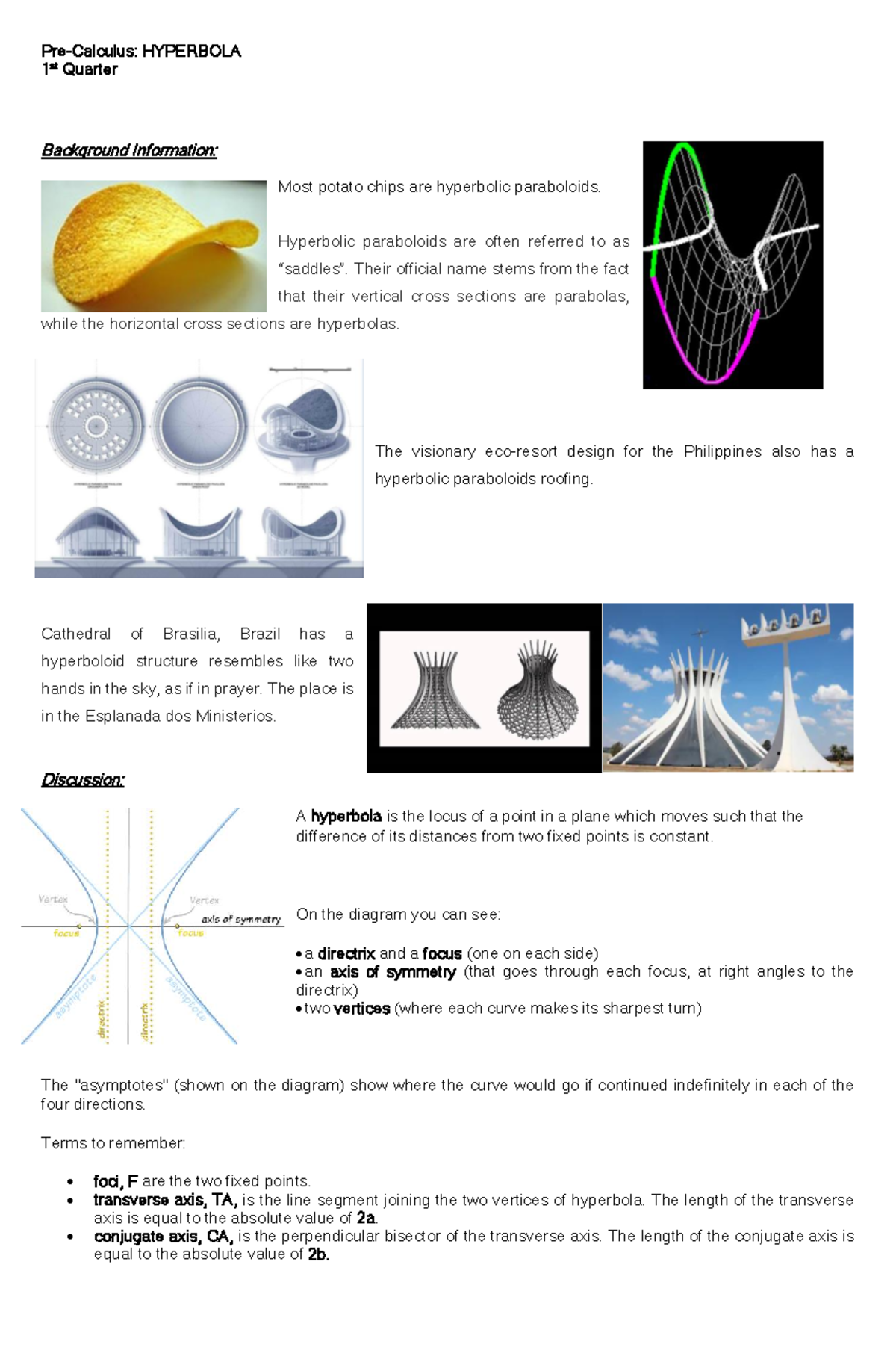 Pre-Calculus: Understanding Hyperbolas and Their Properties - Studocu