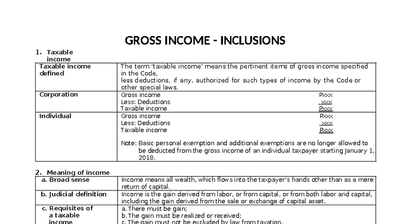 Taxation 101: Understanding Taxable Income and Gross Income Inclusions ...