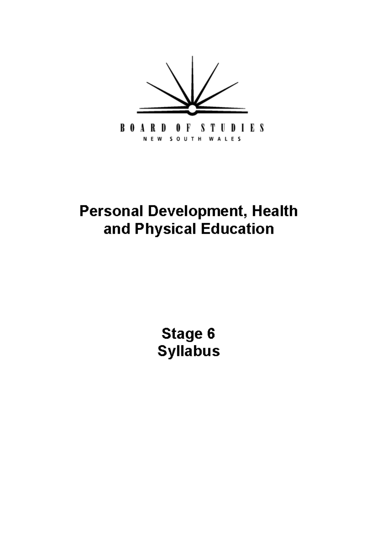 Personal Development, Health and Physical Education Stage 6 Syllabus ...