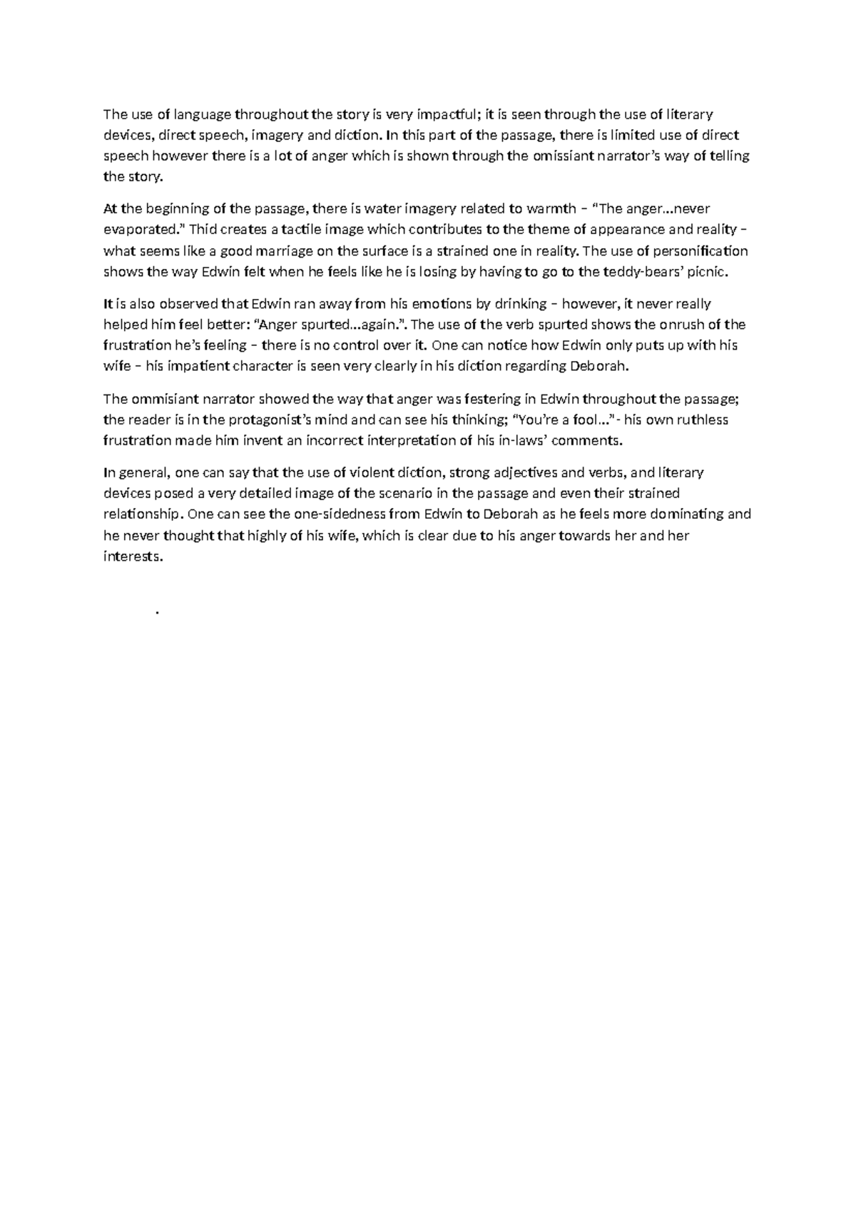 Teddy Bears' Picnic Essay: Analyzing Language and Emotion - Studocu