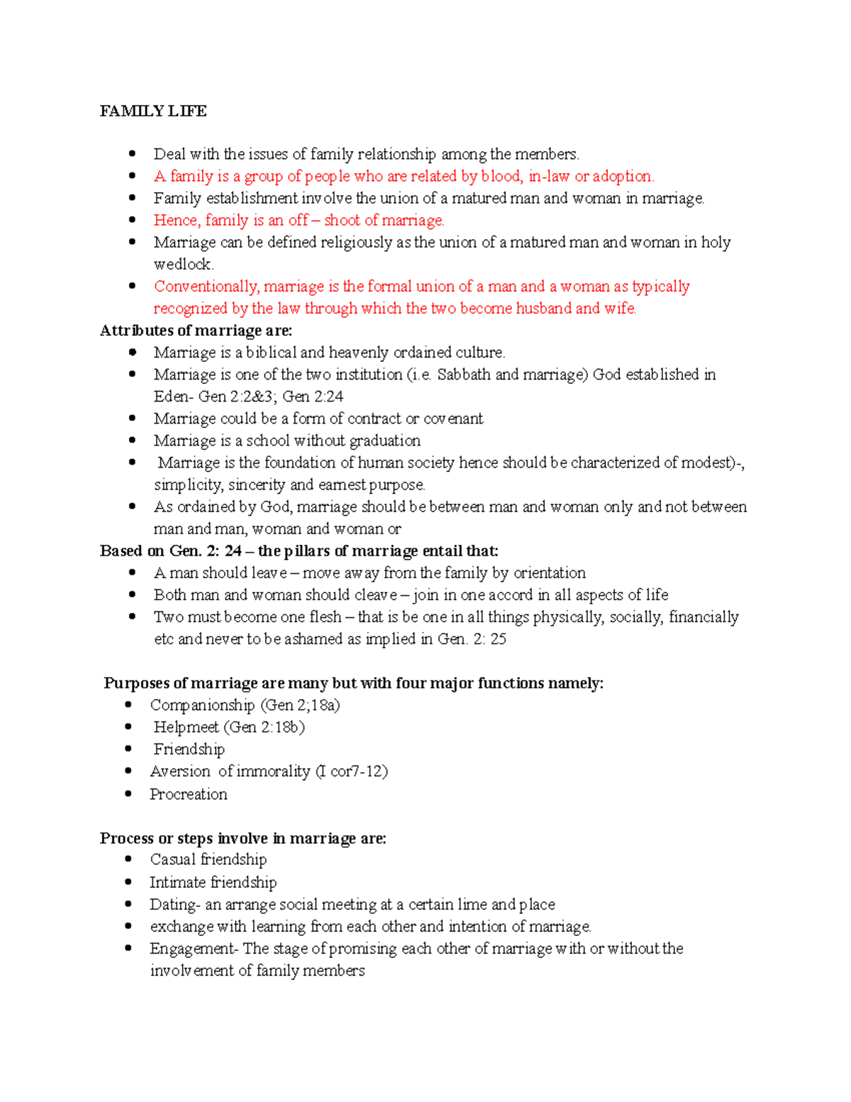 Family LIFE Education: Comprehensive Guide for 2018 Insights - Studocu